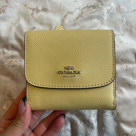 Coach | Bags | Yellow Cross Grain Triple Fold Small Coach Wallet | Poshmark